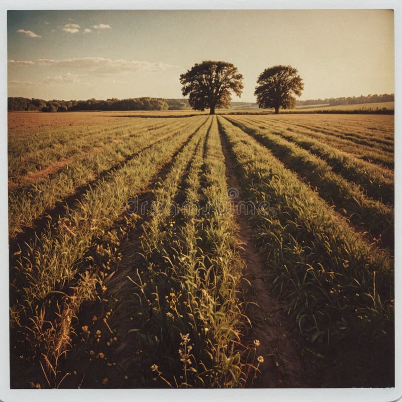 Rustic Charm Country Field in Warm Tones Stock Illustration ...