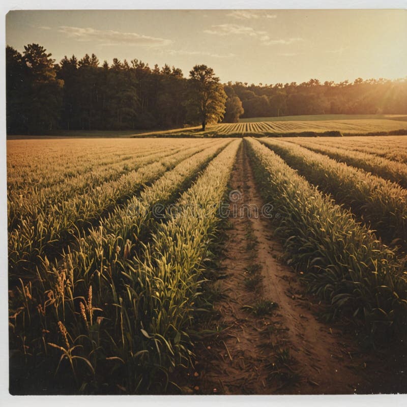Rustic Charm Country Field in Warm Tones Stock Illustration ...