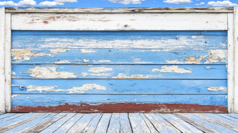 Rustic Charm, Distressed Wood Texture with Weathered Blue and White ...