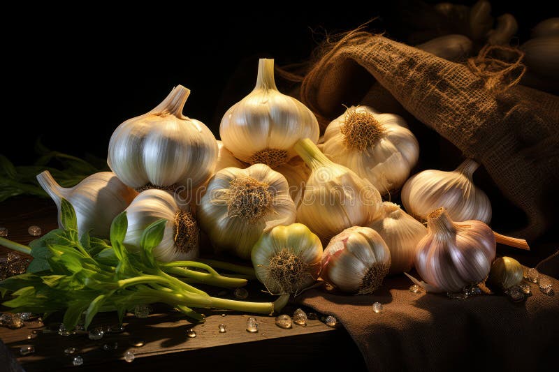 Rustic Charm: Garlic Bulbs in a Natural Form. Generative AI Stock ...