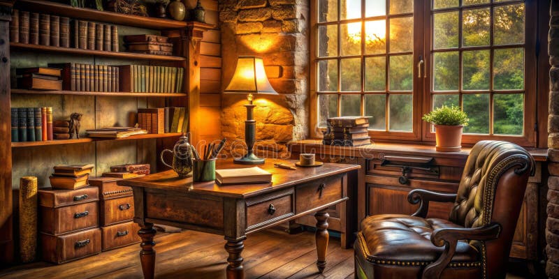 Rustic Charm Meets Modern Inspiration a Vintage Workspace Oasis Stock ...