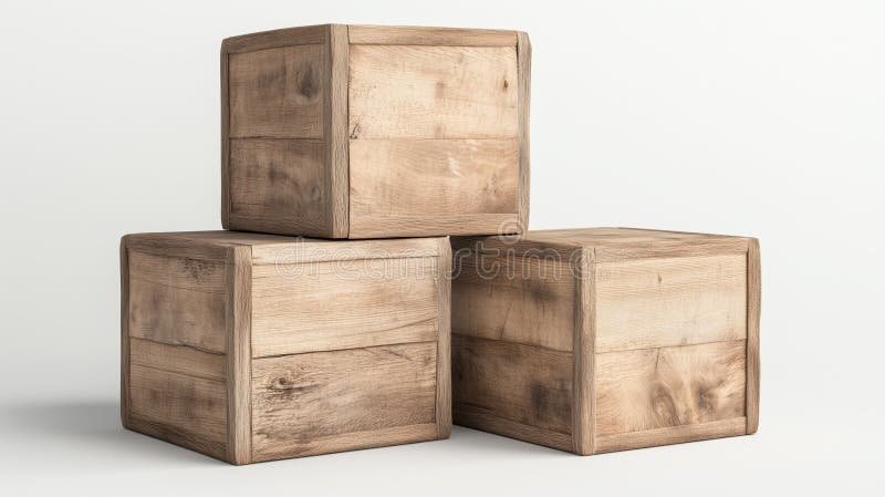 Rustic Charm with Three Wooden Boxes in an Elegant Stacking Arrangement ...