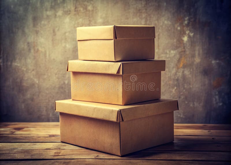 Rustic Charm of Vintage Cardboard Boxes a Stacked Collection for Retro ...