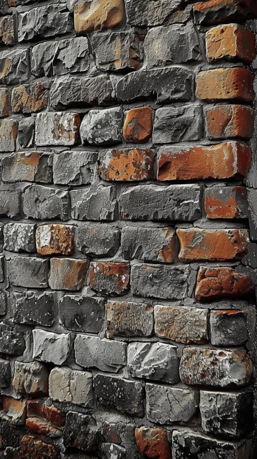 Rustic Charm Weathered Stone Material Forms an Old Brick Wall Stock ...