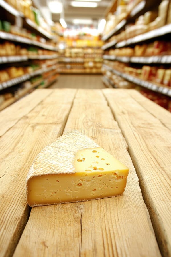 Rustic Cheese Display in Grocery Aisle with Depth Perspective Stock ...