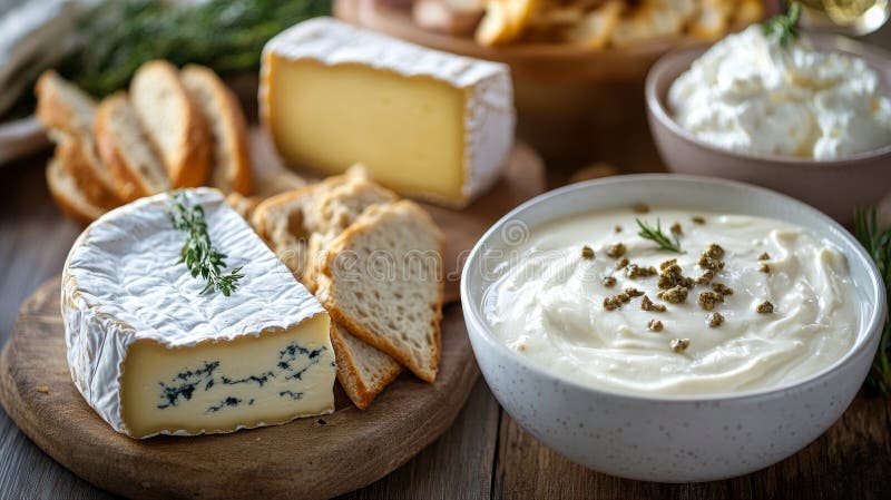 A Rustic Cheese Platter Featuring Creamy Cheeses and Fresh Herbs. the ...