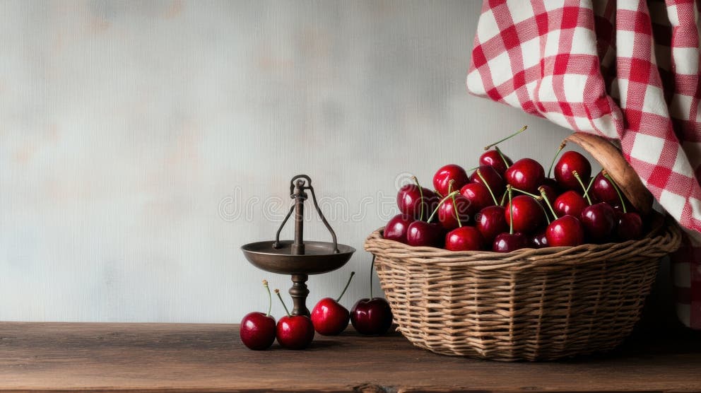 Rustic Cherry Kitchen, Charming Kitchen Setup with Cherry-patterned ...