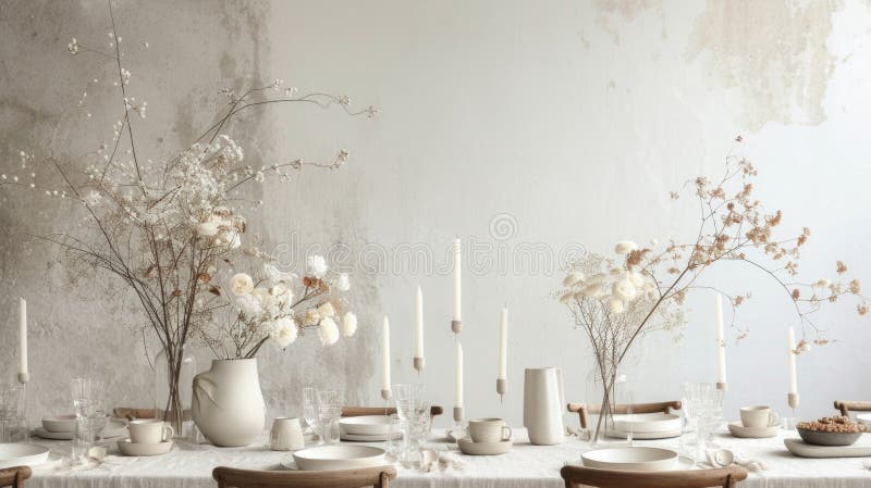 Rustic Chic Table Decor and Dried Flowers Stock Illustration ...