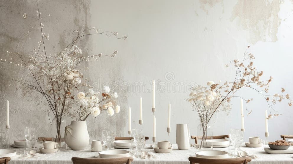 Rustic Chic Table Decor and Dried Flowers Stock Illustration ...