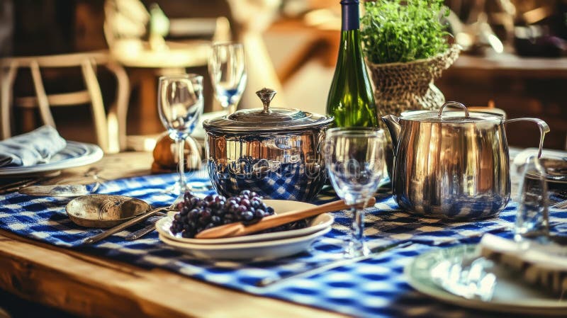 Rustic Chic Table Setting: Grapes, Silverware, and Checkered Charm for ...