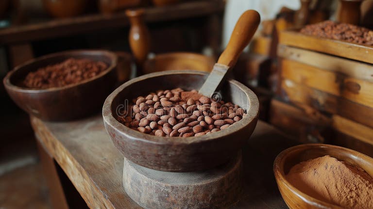Rustic Chocolate-making Process, with a Stone Grinder Slowly Processing ...