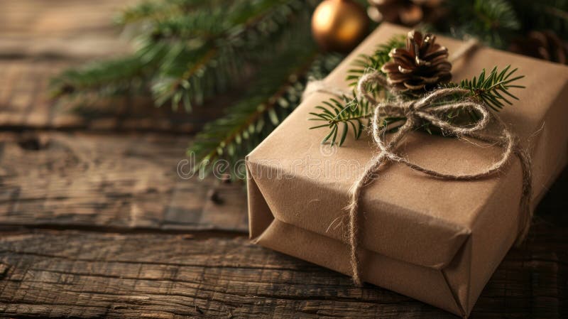Rustic Christmas Gift Box stock illustration. Illustration of presents ...