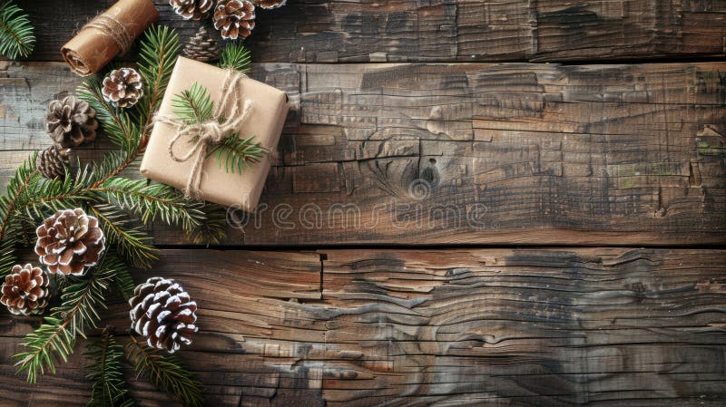 Rustic Christmas Gift Box stock illustration. Illustration of design ...