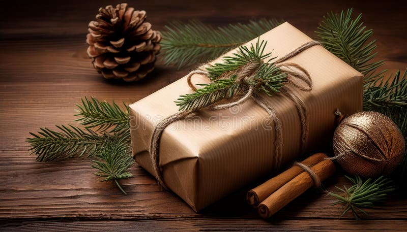 Rustic Christmas Gift Wrapping Stock Illustration - Illustration of ...