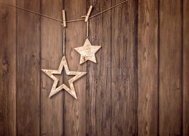 Rustic Christmas Hanging Stars Background Stock Image - Image of ...