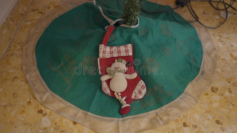 Rustic Christmas Stocking Under a Christmas Tree. High Angle Stock ...