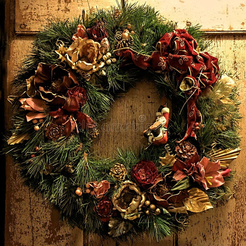 Rustic Christmas Wreath stock photo. Image of holiday - 63507406