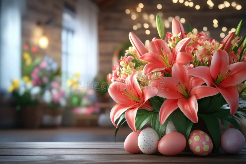 Easter Church Decorations, Rustic Church Setting Adorned with Lilies ...