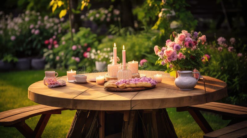 Rustic circle table stock illustration. Illustration of table - 369065451