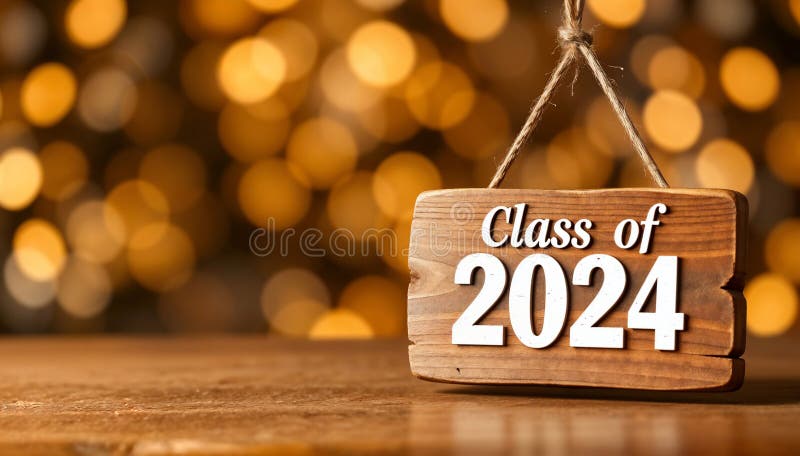Rustic Class of 2024 Wooden Sign on Maple Surface Stock Illustration ...