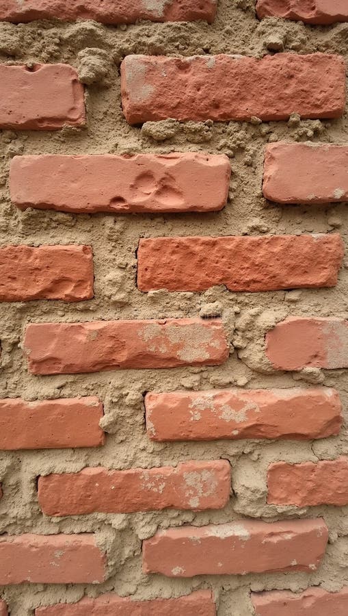 Rustic Clay Brick Wall with Warm Tones and Rough Texture Stock ...