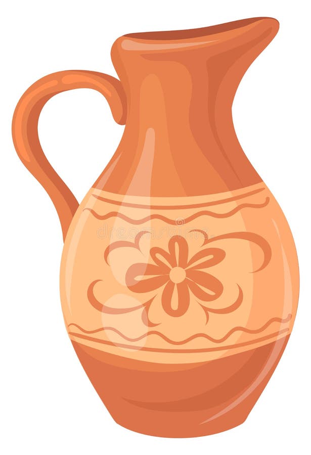 Rustic Clay Pitcher. Cartoon Ceramic Jug Icon Stock Vector ...