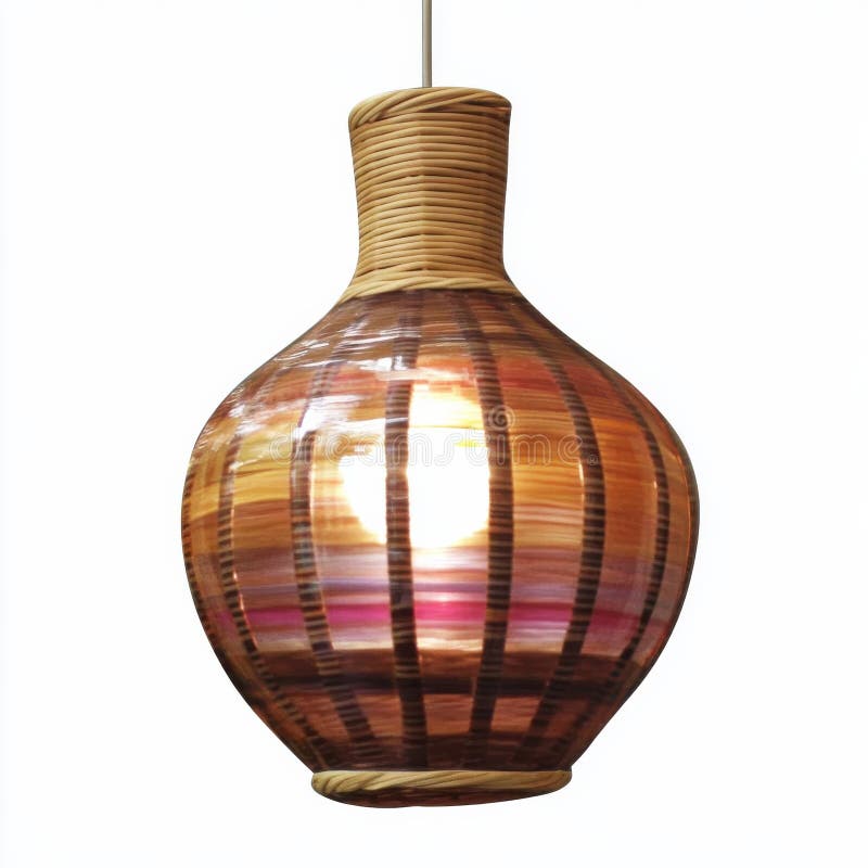 Rustic Clay Pot Lamp Featuring Woven Pattern and Warm Glow Vintage ...