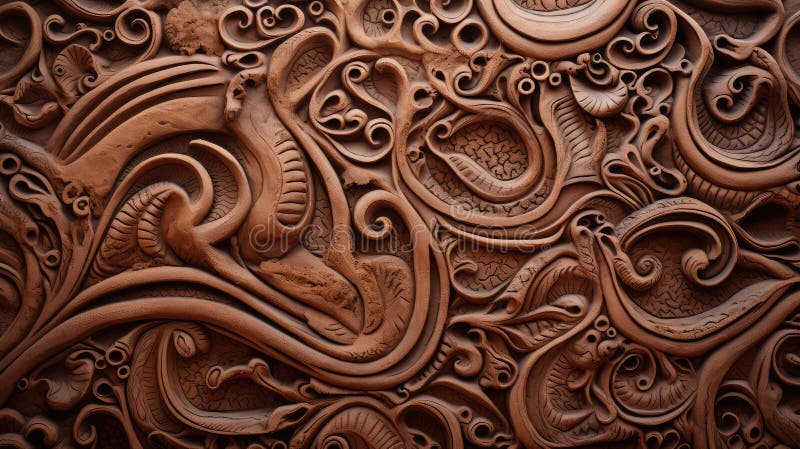 Rustic Clay Houses on Wooden Surface Stock Illustration - Illustration ...