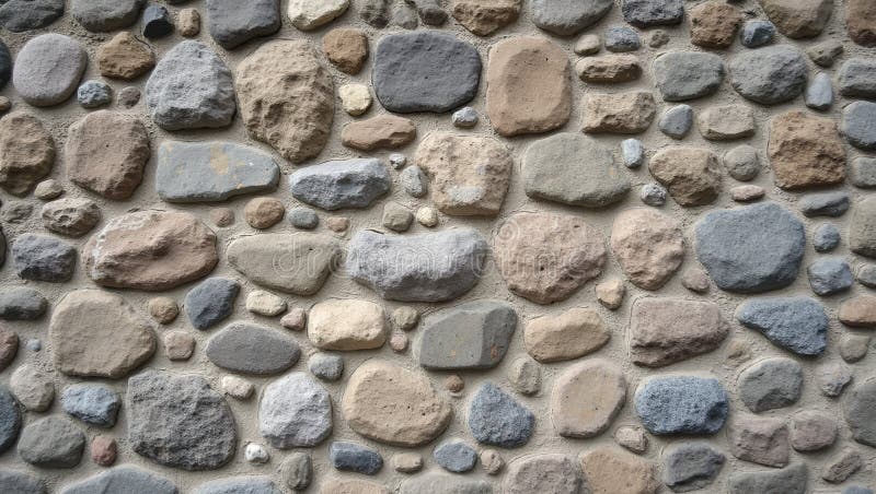 Rustic Cobblestone Wall with Rounded Gray and Brown Stones Stock ...