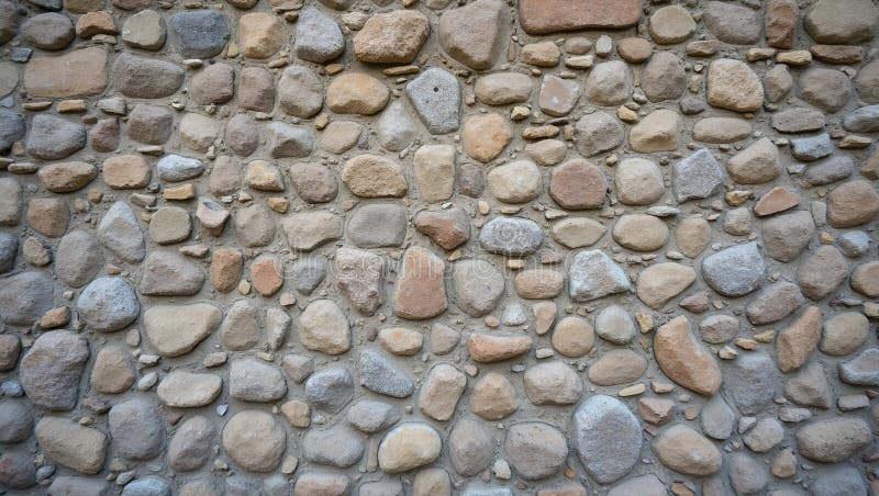 Rustic Cobblestone Wall with Rounded Gray and Brown Stones Stock ...