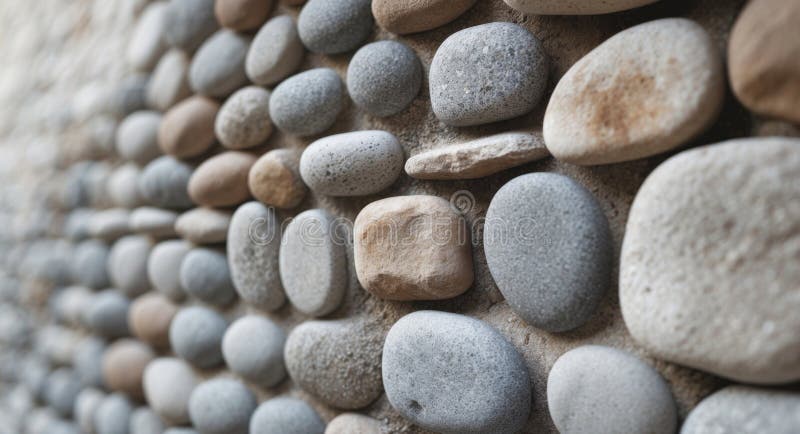 Rustic Cobblestone Wall with Rounded Gray and Brown Stones Stock Photo ...