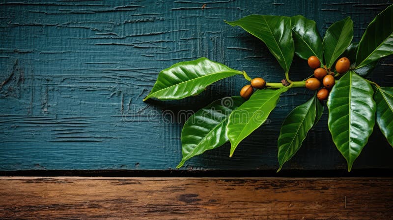 Rustic coffee bean leaf stock illustration. Illustration of bean ...