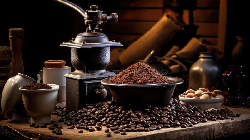 Rustic Coffee Beans and Chocolate Stock Illustration - Illustration of ...