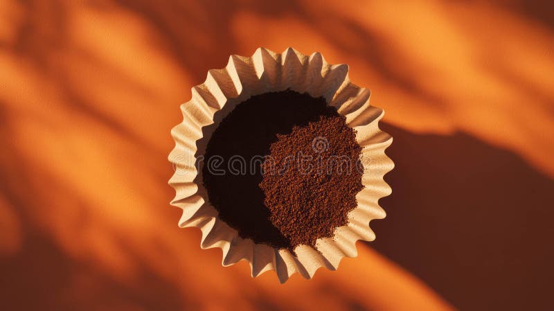 Rustic Coffee Brewing Scene with Ground Coffee in Filter on Warm ...