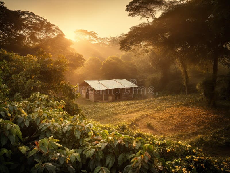 Rustic coffee farm stock illustration. Illustration of farm - 285598633