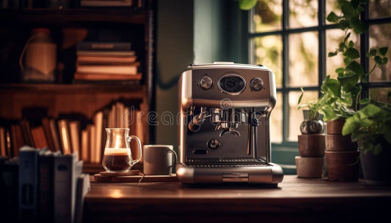 Rustic Coffee Shop Barista Making Fresh Cappuccino Generated by AI ...