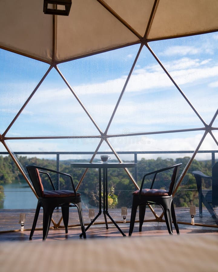 Rustic Coffee Table and Chairs Inside of Tent Stock Image - Image of ...
