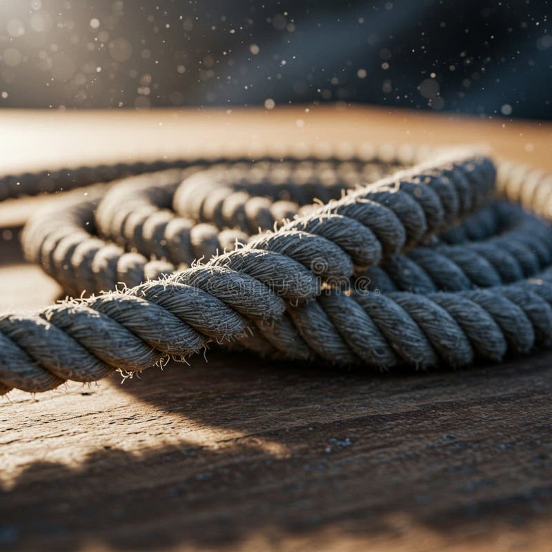 Rustic Coiled Rope: a Textured, Sunlit Study Stock Illustration ...