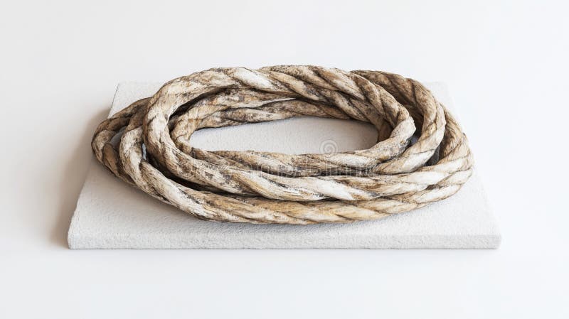 Rustic Coiled Rope on Textured Surface Nautical Coastal Decorative ...