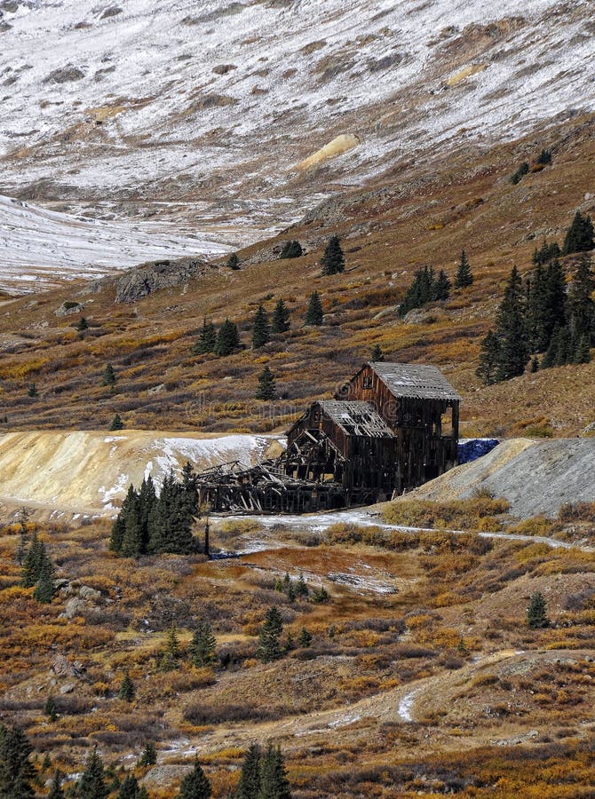 Rustic Colorado mine stock photo. Image of snow, trees - 22433334