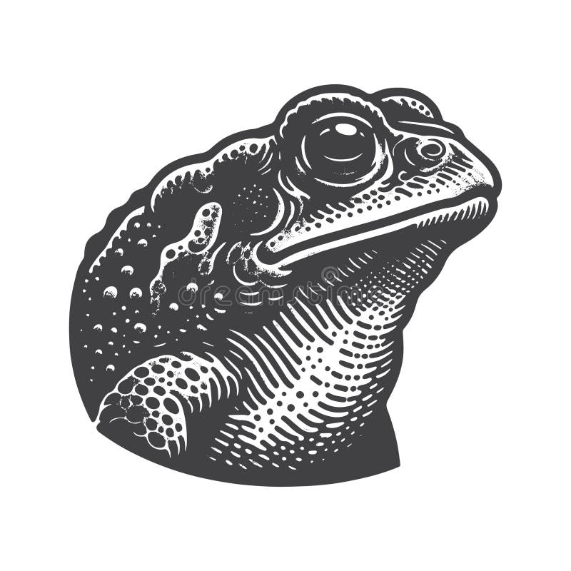 Rustic Common Toad Frog Head Engraved Style Vector. Stock Vector ...