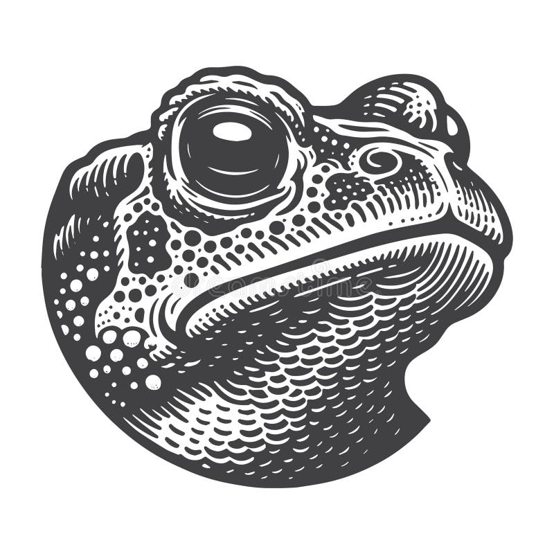 Rustic Common Toad Frog Head Engraved Style Vector. Stock Vector ...