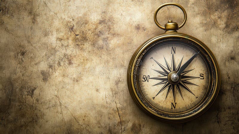 Rustic Compass on Textured Aged Surface Stock Image - Image of journey ...
