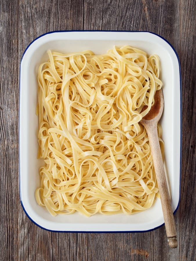 Rustic Cooked Italian Fettuccine Pasta Stock Photo - Image of ...