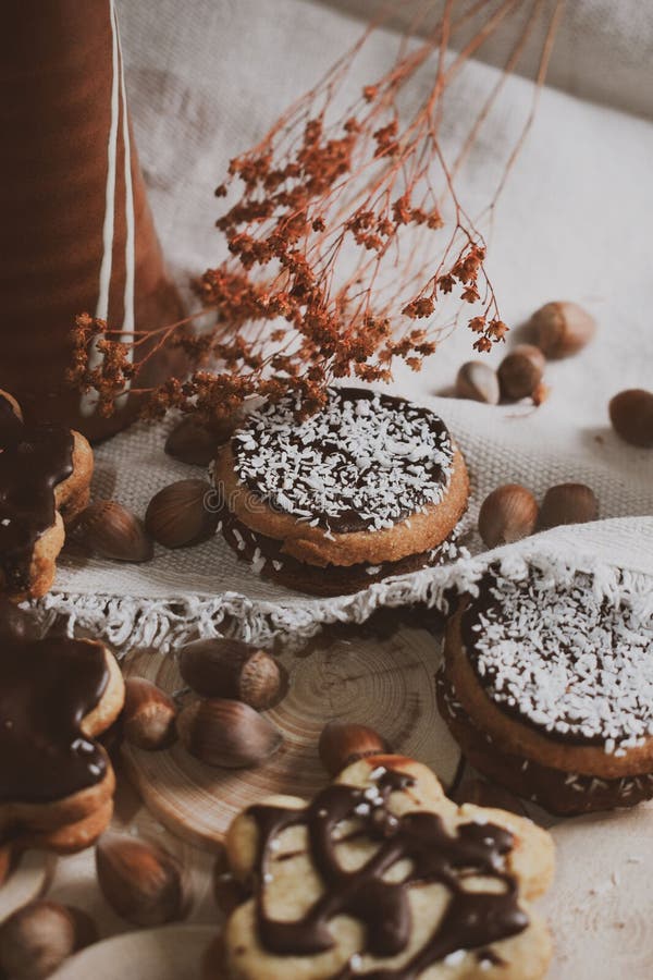 Rustic Cookies with Chocolate and Coconut. Stock Photo - Image of ...