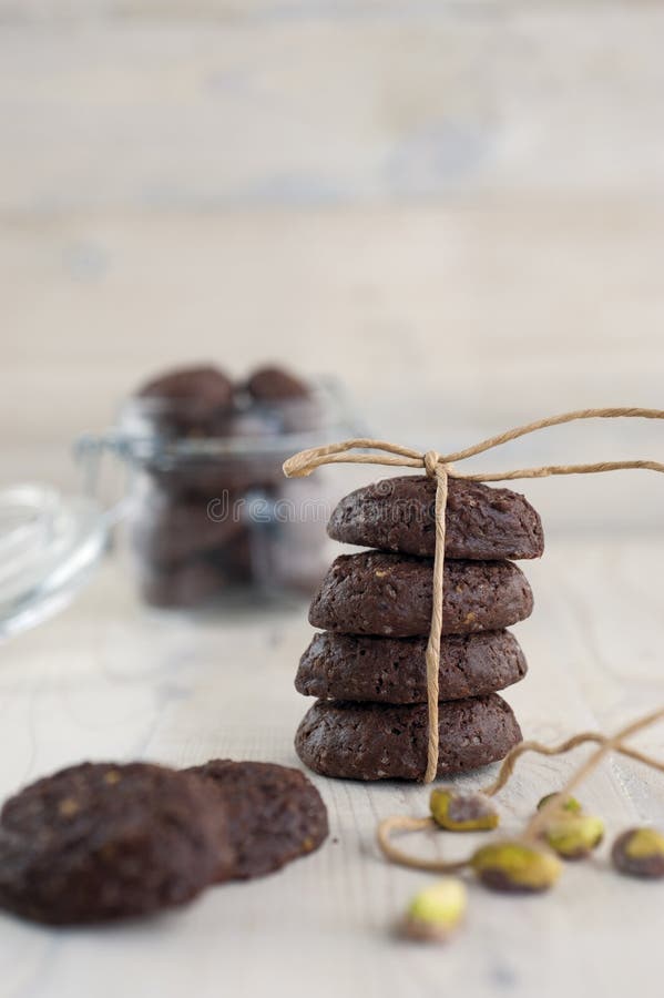 Rustic Cookies Cocoa and Pistachios Stock Image - Image of wooden ...
