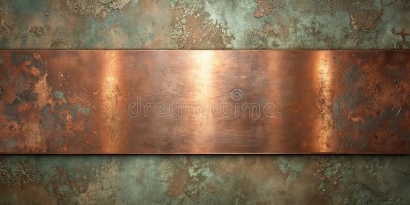 Rustic Copper Metal Plate on Weathered Background Texture. Generative ...
