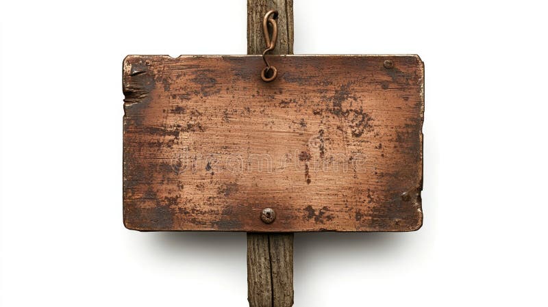 Rustic Copper Sign on Weathered Wood with Vintage Texture Stock Photo ...