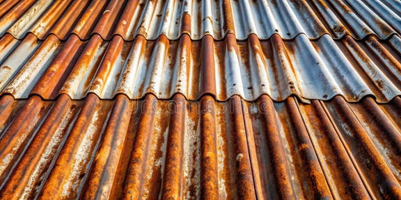 Rustic Corrugated Metal Roofing with Layers of Aged, Weathered, and ...