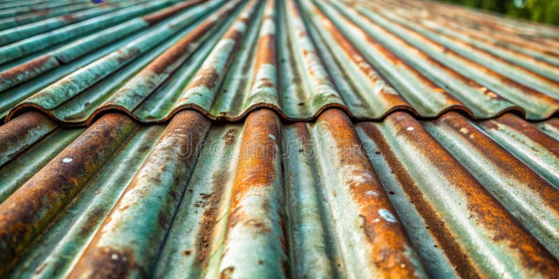 Rustic Corrugated Metal Roofing Texture with Aged Patina and Rust ...